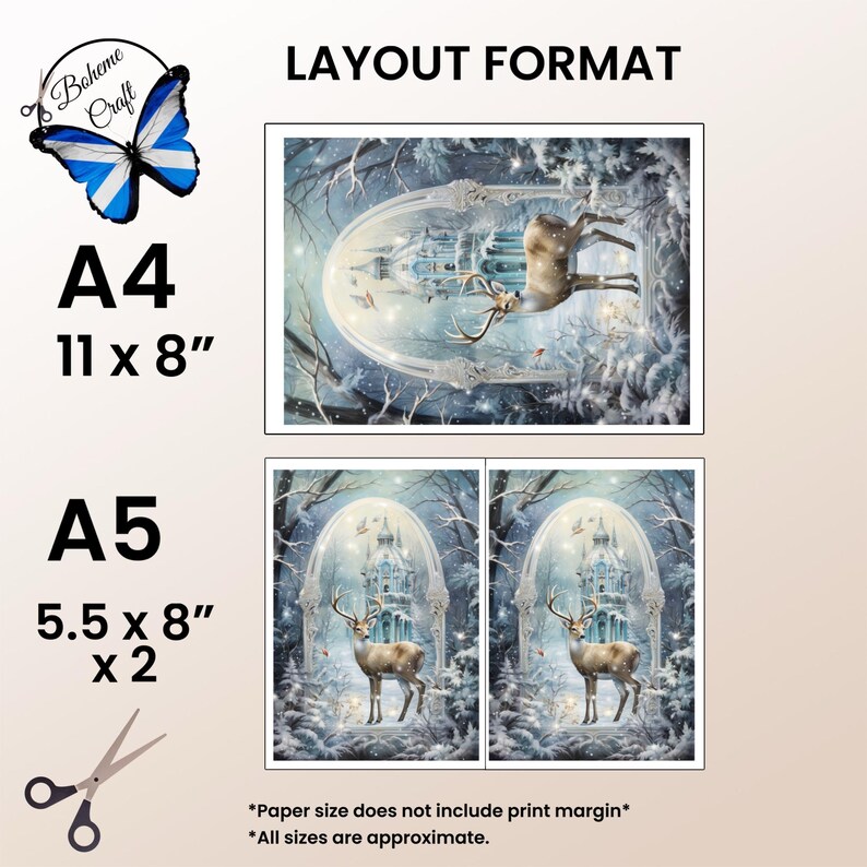 Winter Stag Rice Paper for Decoupage: Fairytale Snow Scene - Etsy