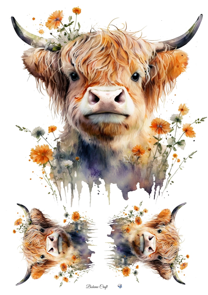 Rice Paper for Decoupage Highland Cows Collage Sheet - Etsy