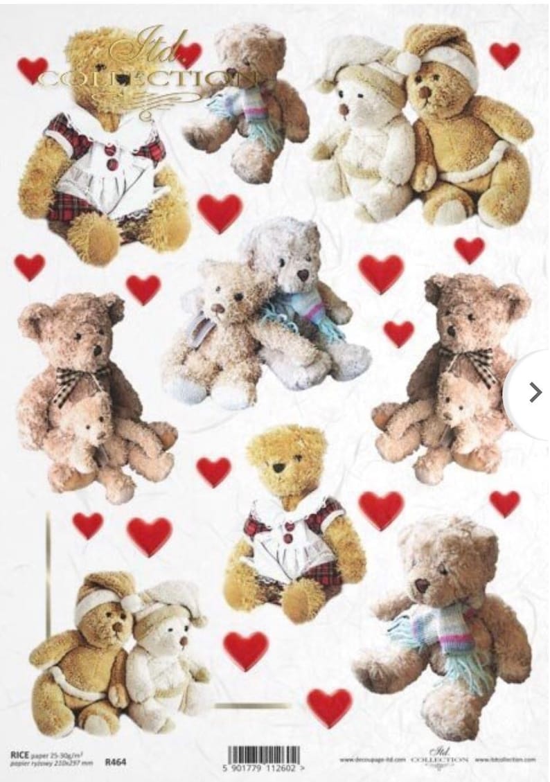 Rice Paper for Decoupage Teddy Bear Collage Decorative - Etsy