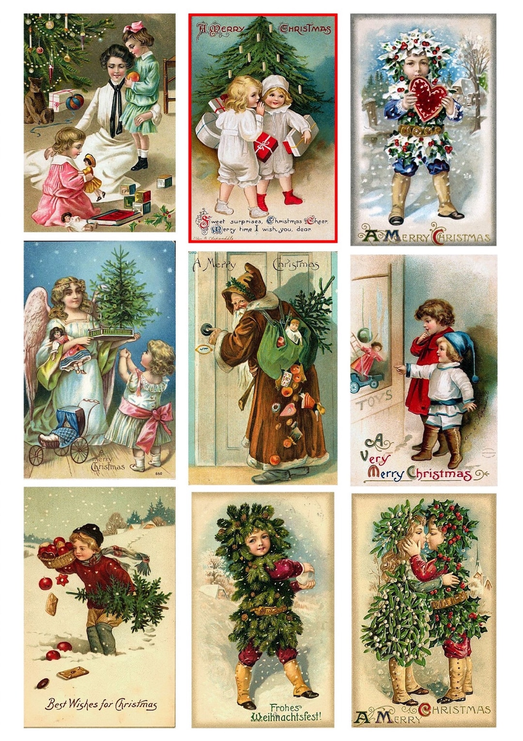 Traditional Christmas Rice Paper for Decoupage, Vintage Victorian ...