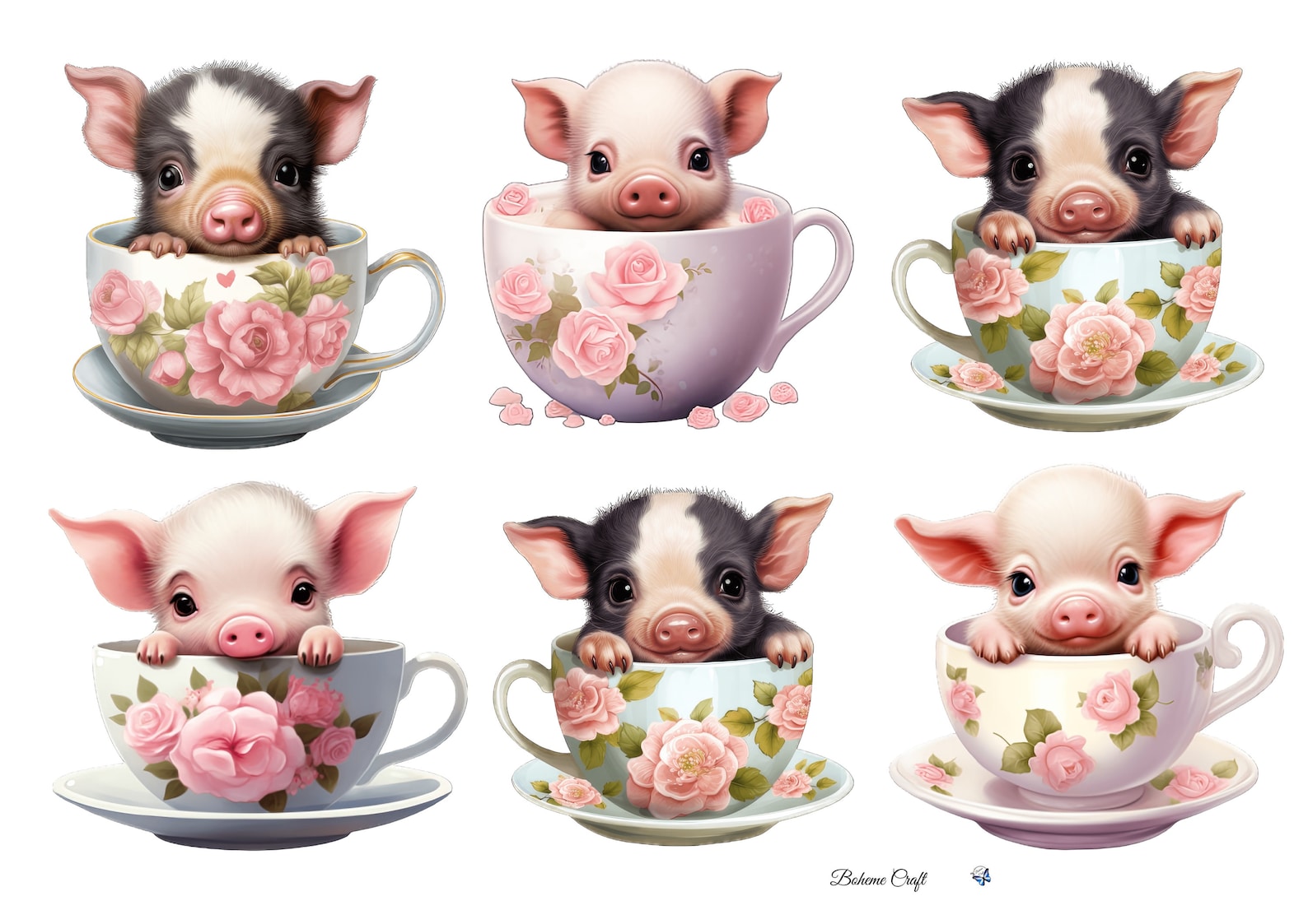 Rice Paper for Decoupage, Pigs in Teacups, Mulberry Tissue ...