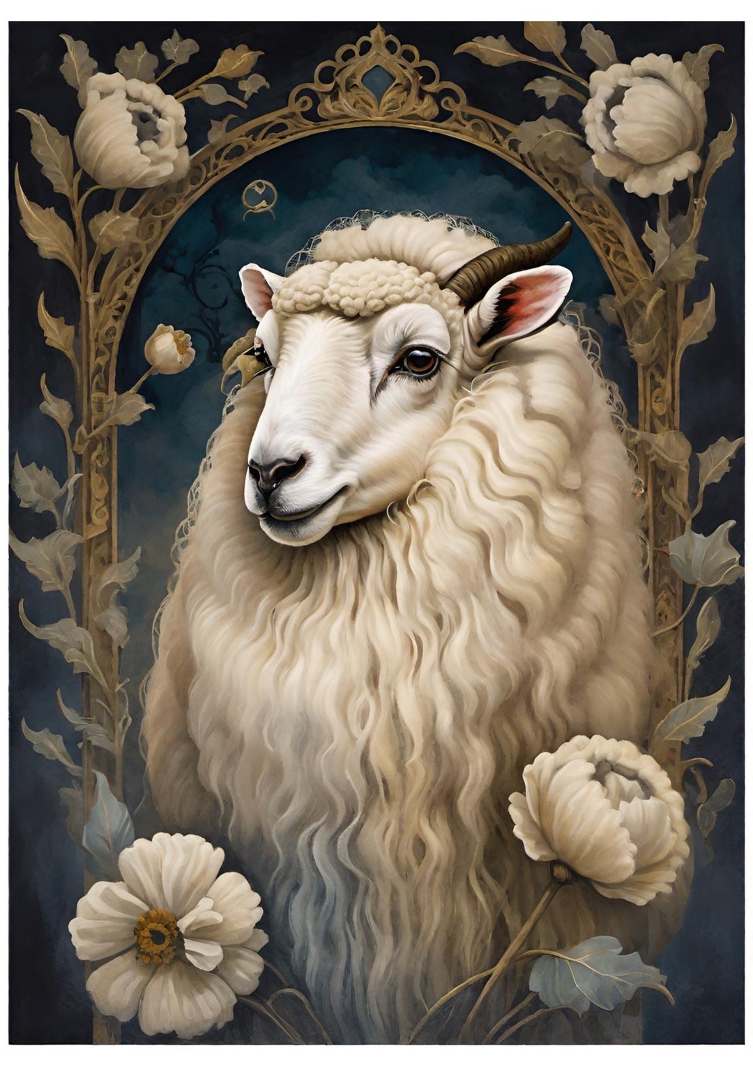 Decorative Rice Paper for Decoupage, Gothic Sheep, Art Print ...
