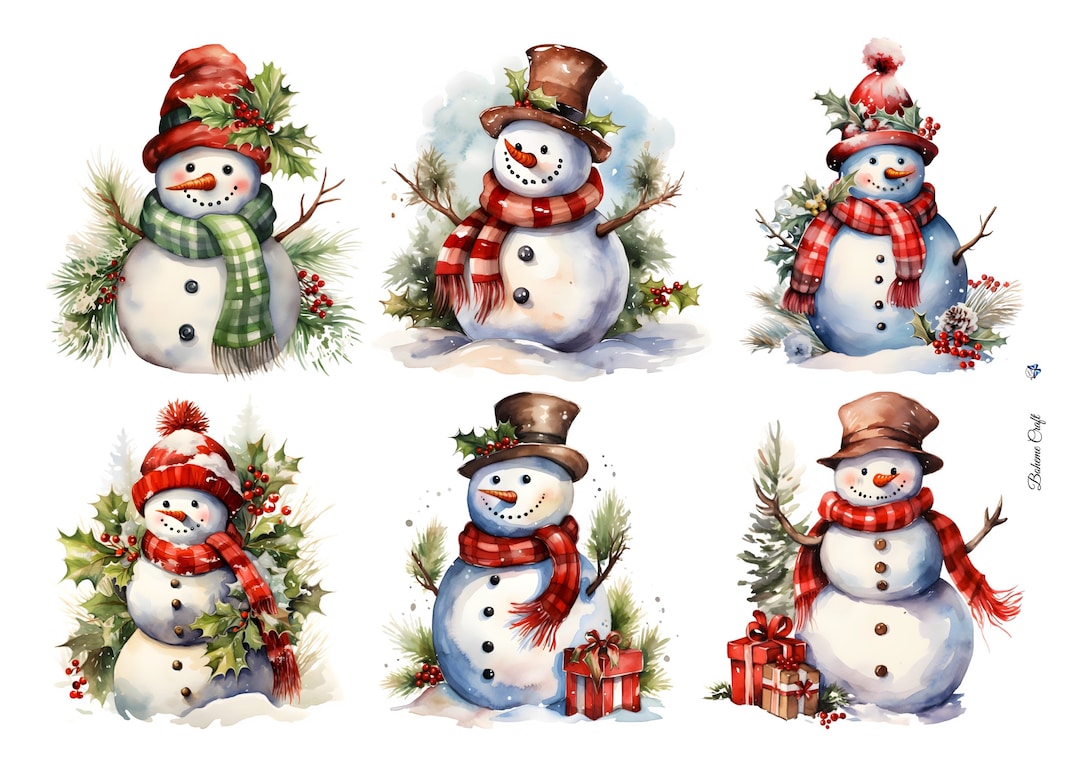 Decorative Rice Paper for Decoupage / Winter Snowman Scenes ...