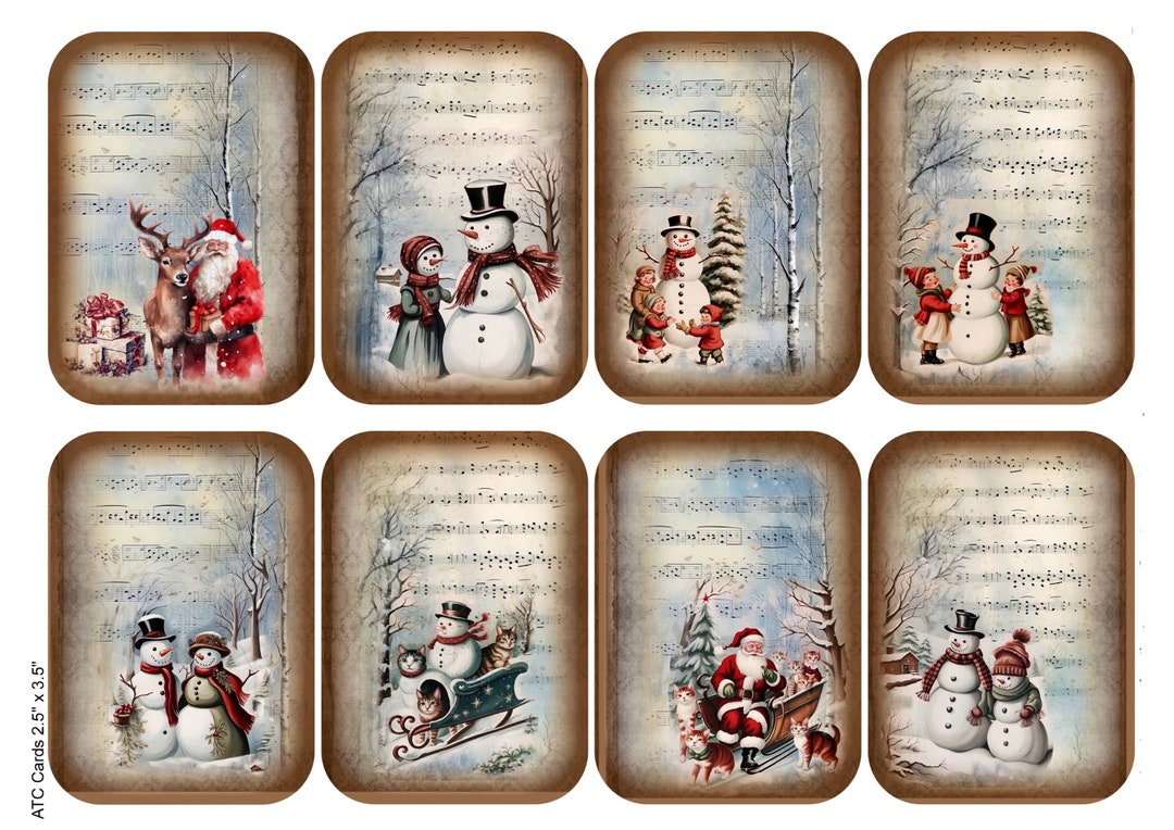Christmas Rice Paper for Decoupage: Vintage Snowman Collage - Etsy