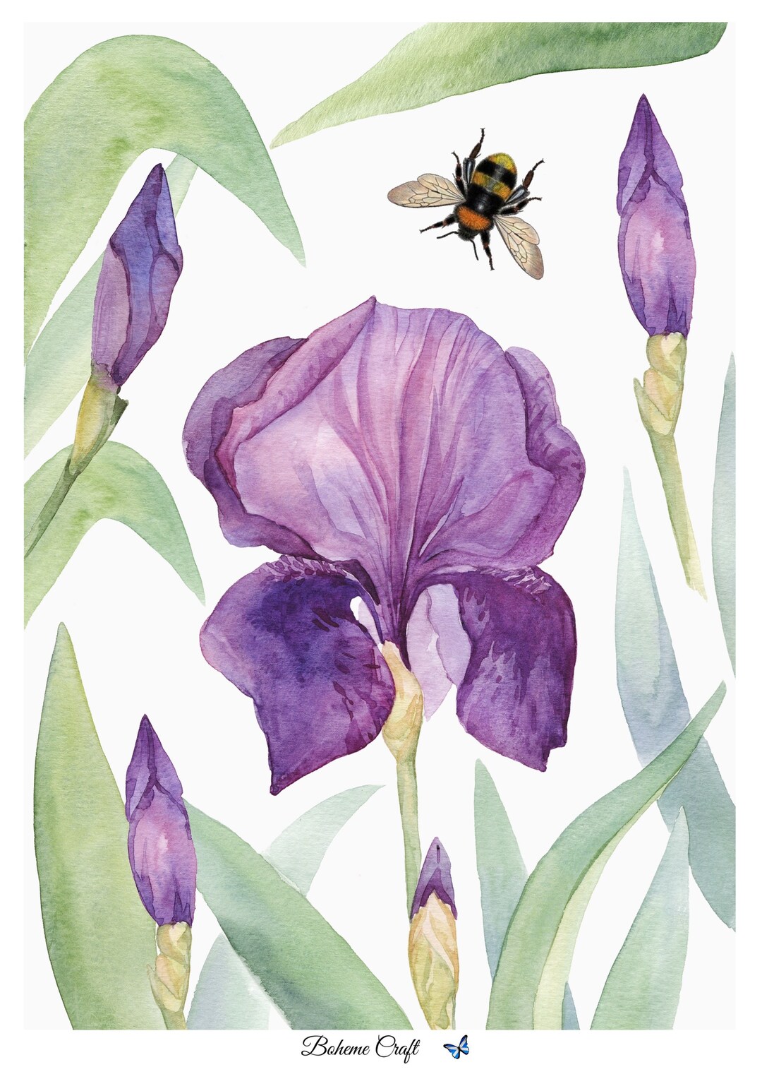 Rice Paper for Decoupage, Watercolor Iris Flowers, Decorative Mulberry ...