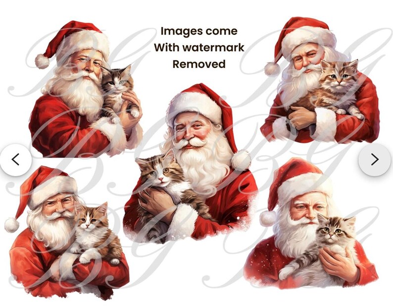 Santa With Cats Clipart: Christmas PNG Images (digital Download) - Etsy