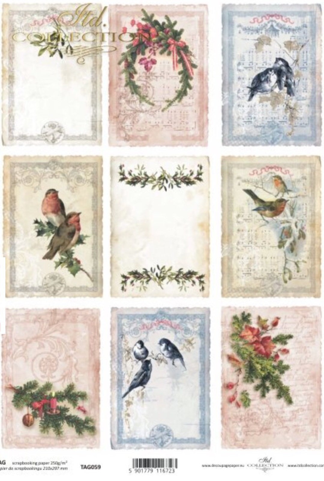 A4 Scrapbooking Paper Birds and Flowers, Floral Gift Tags, Spring ...