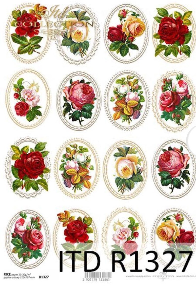 Rice Paper for Decoupage Vintage Rose Decals Collage | Etsy