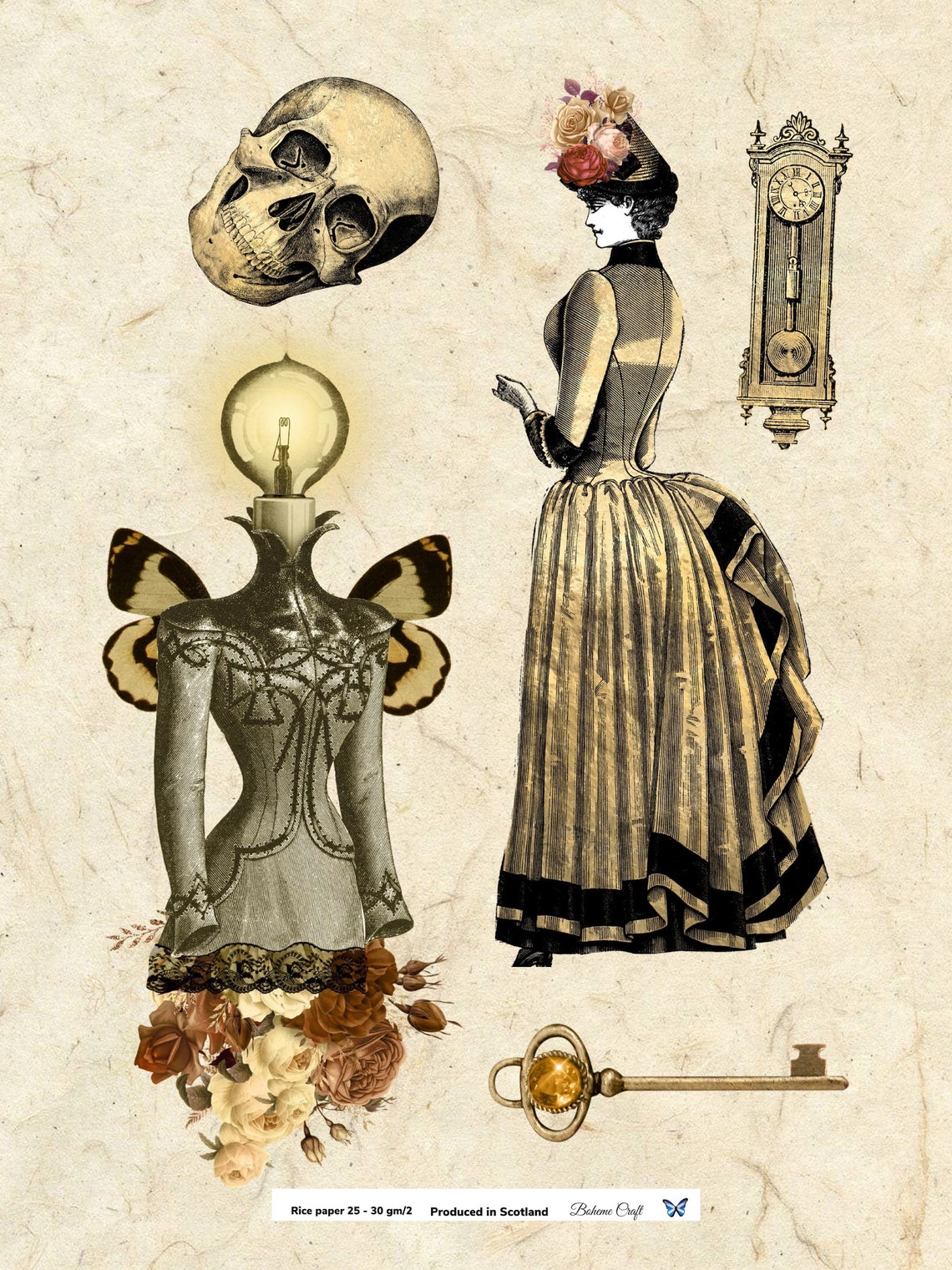 Decorative Rice Paper for Decoupage / Mulberry/ Gothic | Etsy