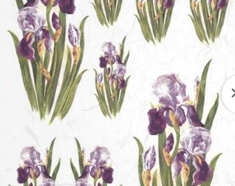 Rice Paper for Decoupage Blue Iris Flowers Decorative | Etsy