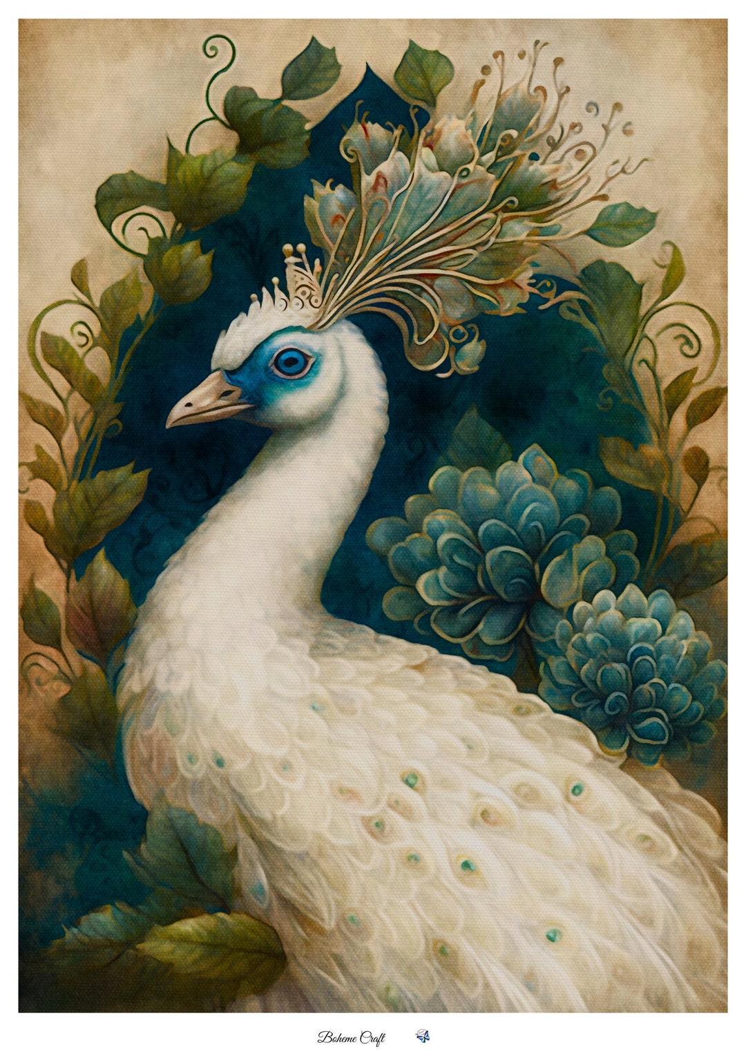 Decorative Rice Paper for Decoupage, Gothic Peacock Bird, Art Print ...