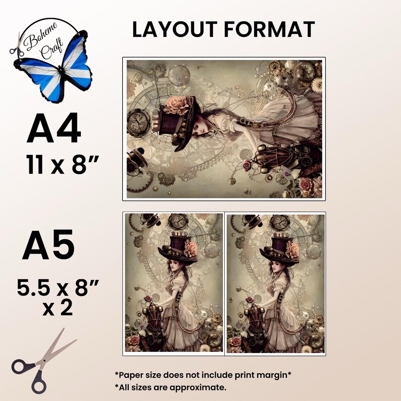 Steampunk Woman Rice Paper for Decoupage: Gothic DIY Crafts - Etsy