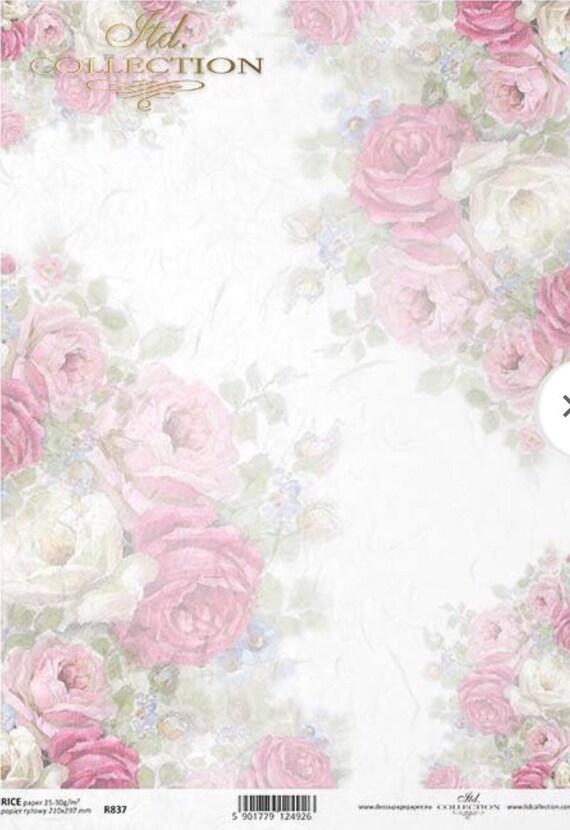 Vintage Rose Rice Paper for Decoupage Mulberry Tissue | Etsy