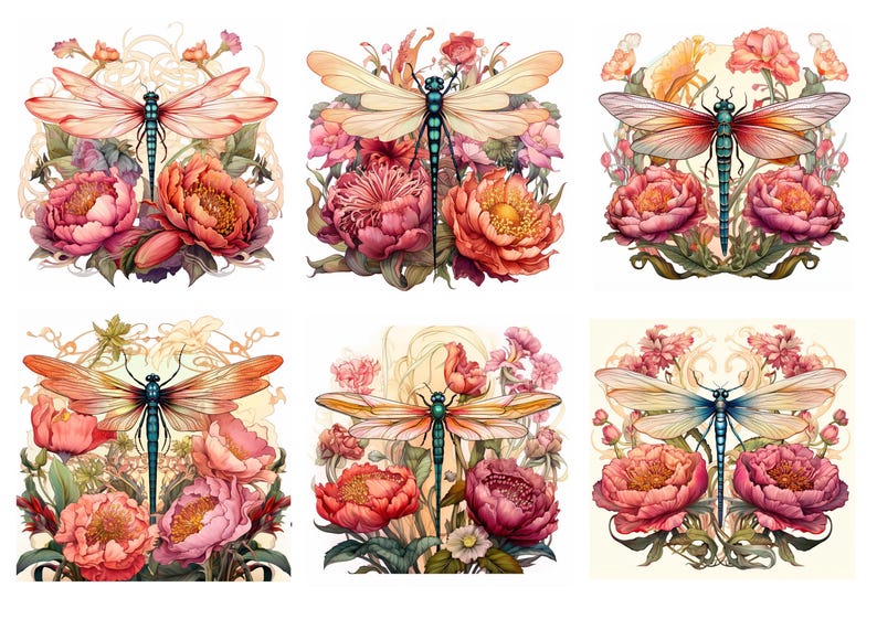 Art Nouveau Dragonfly Rice Paper for Decoupage, Card Making ...