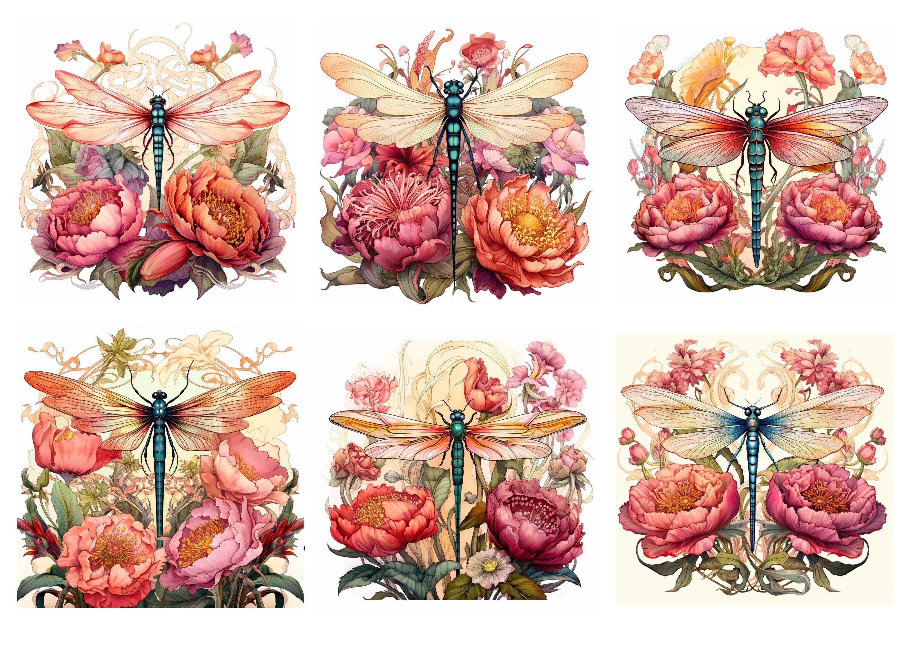 Art Nouveau Dragonfly Rice Paper for Decoupage, Card Making ...