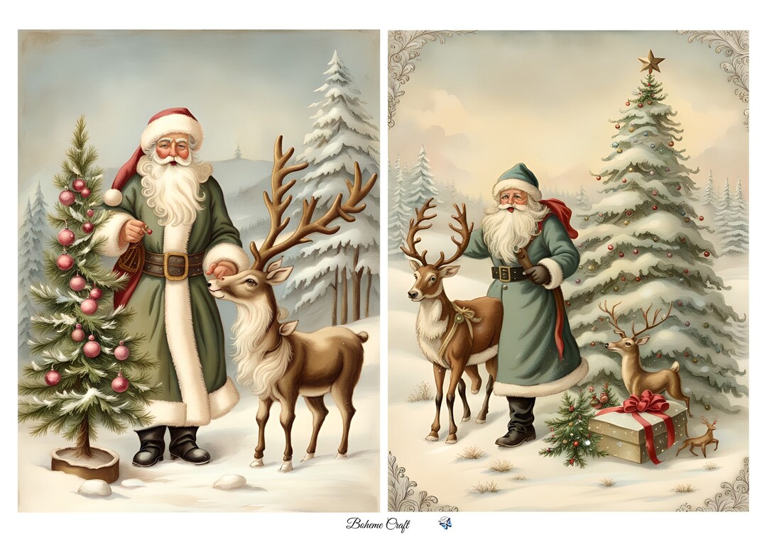 Victorian Santa Rice Paper for Decoupage: Christmas Scrapbooking (A4 ...