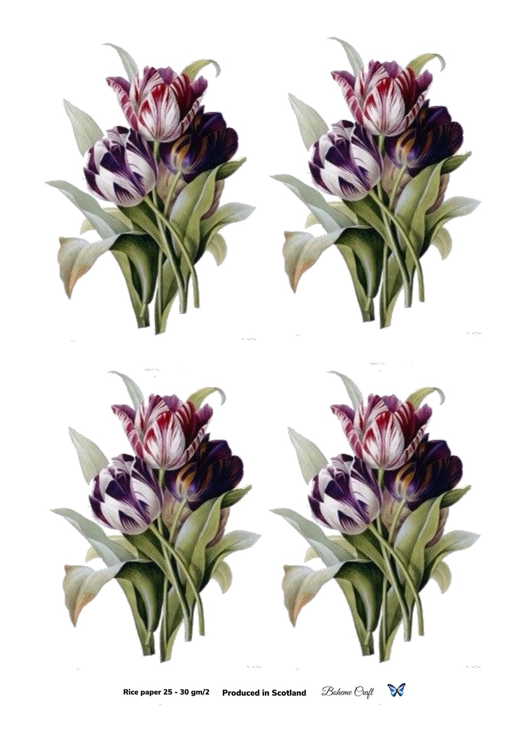 A4 Rice Paper/ Decoupage / Tulip Flowers / Scrapbooking / Card Making ...