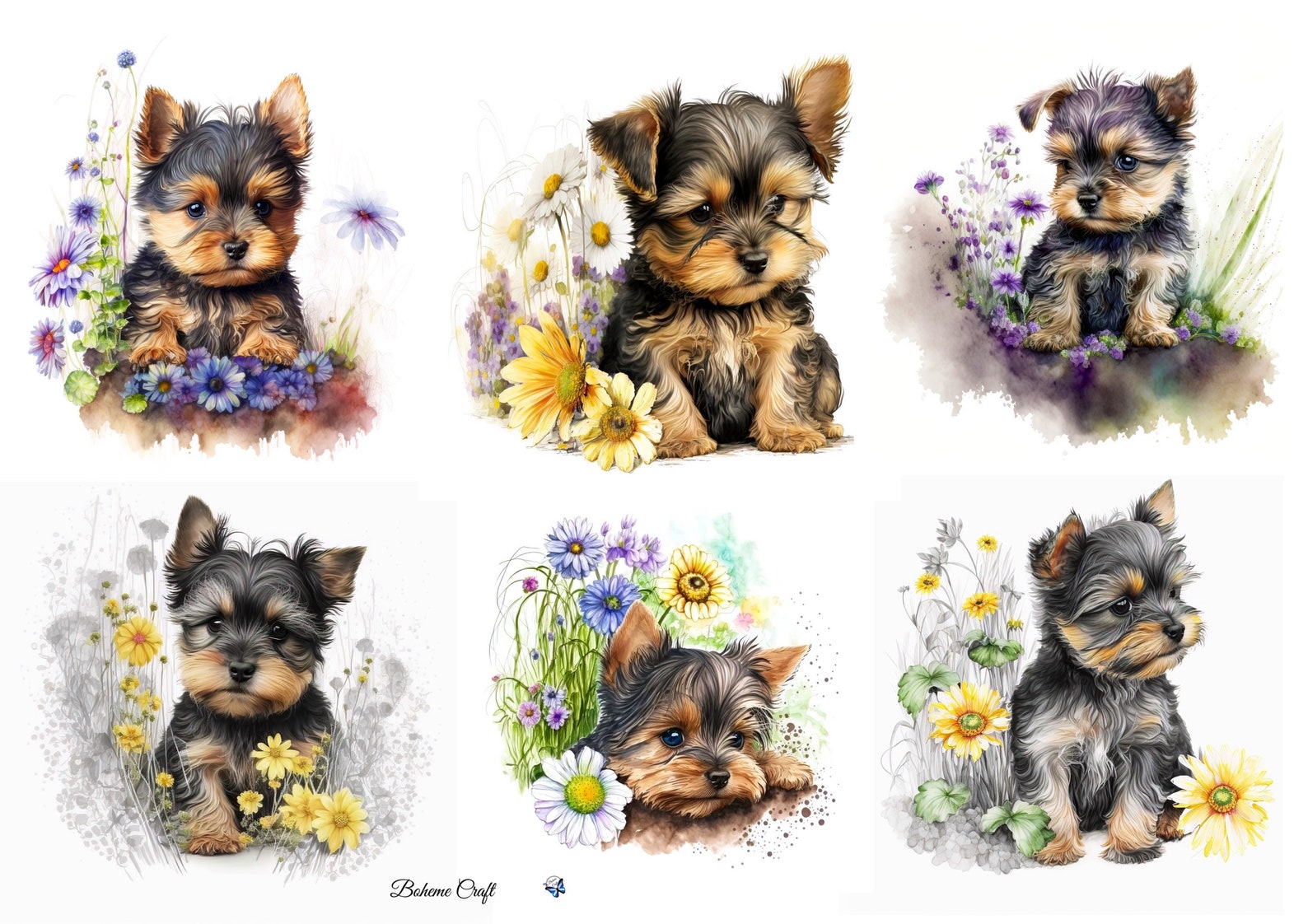Rice Paper for Decoupage, Terrier Dogs, Scrapbooking, Journals, Various ...
