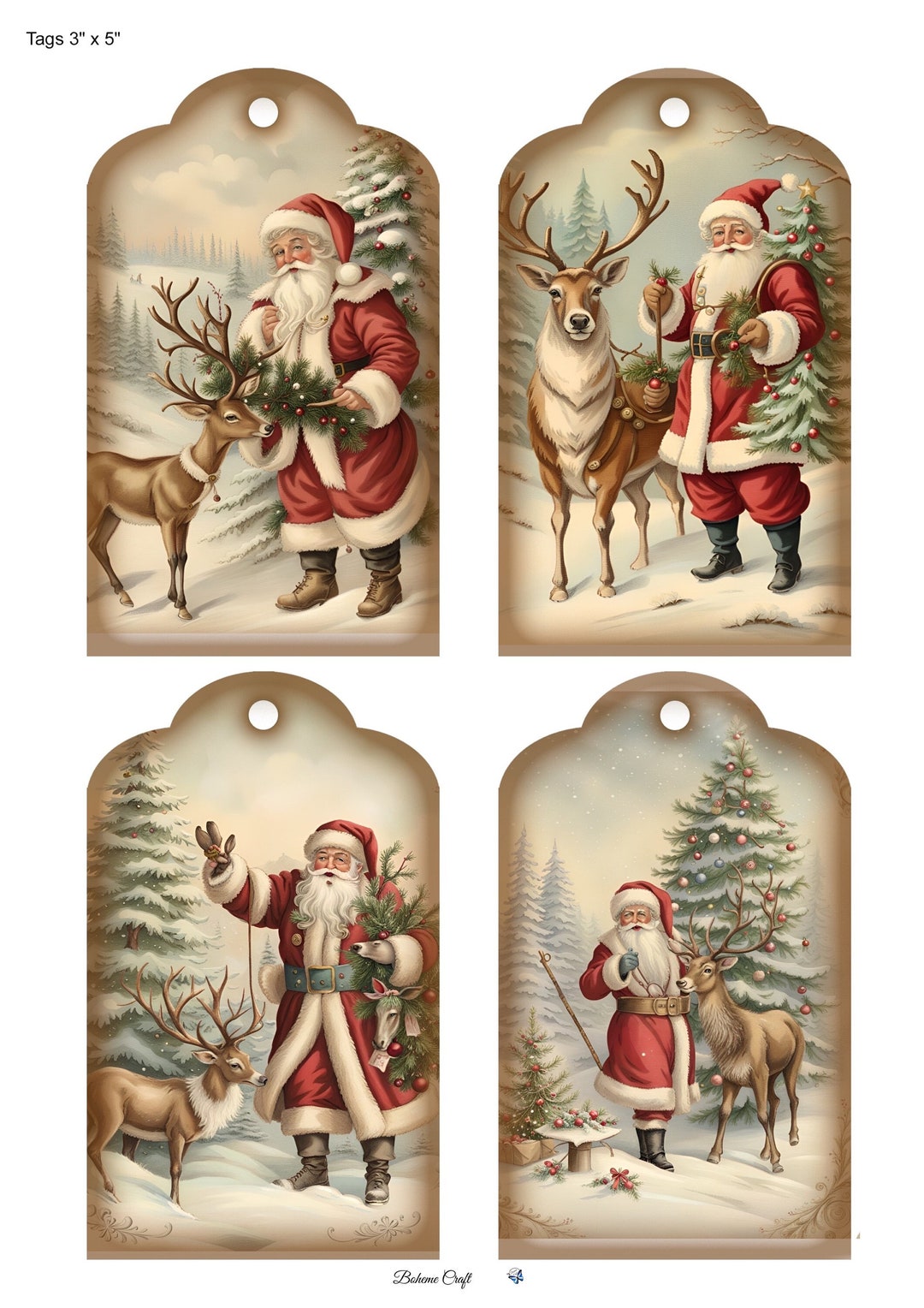 Vintage Santa Rice Paper for Decoupage: Christmas Snow Scene Ephemera ...