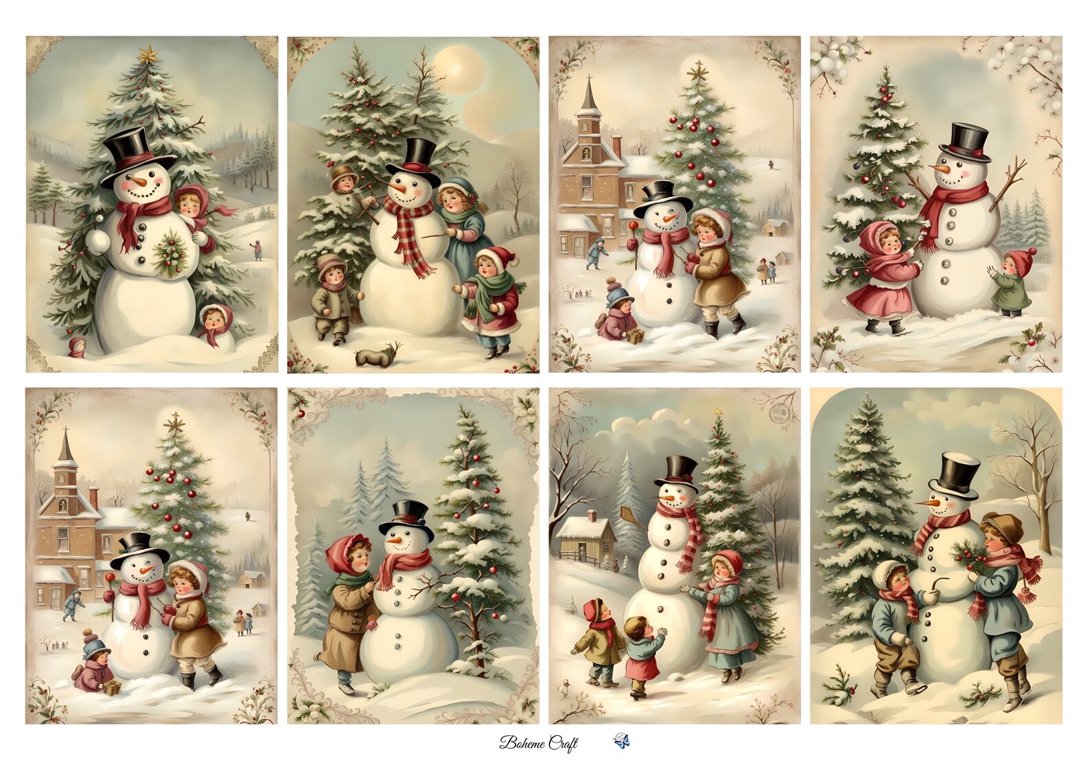 Christmas Snowman Rice Paper for Decoupage: Winter Scenes - Etsy