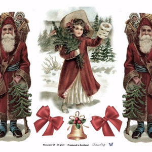 Santa Rice Paper for Decoupage, Vintage Christmas, Mulberry ...