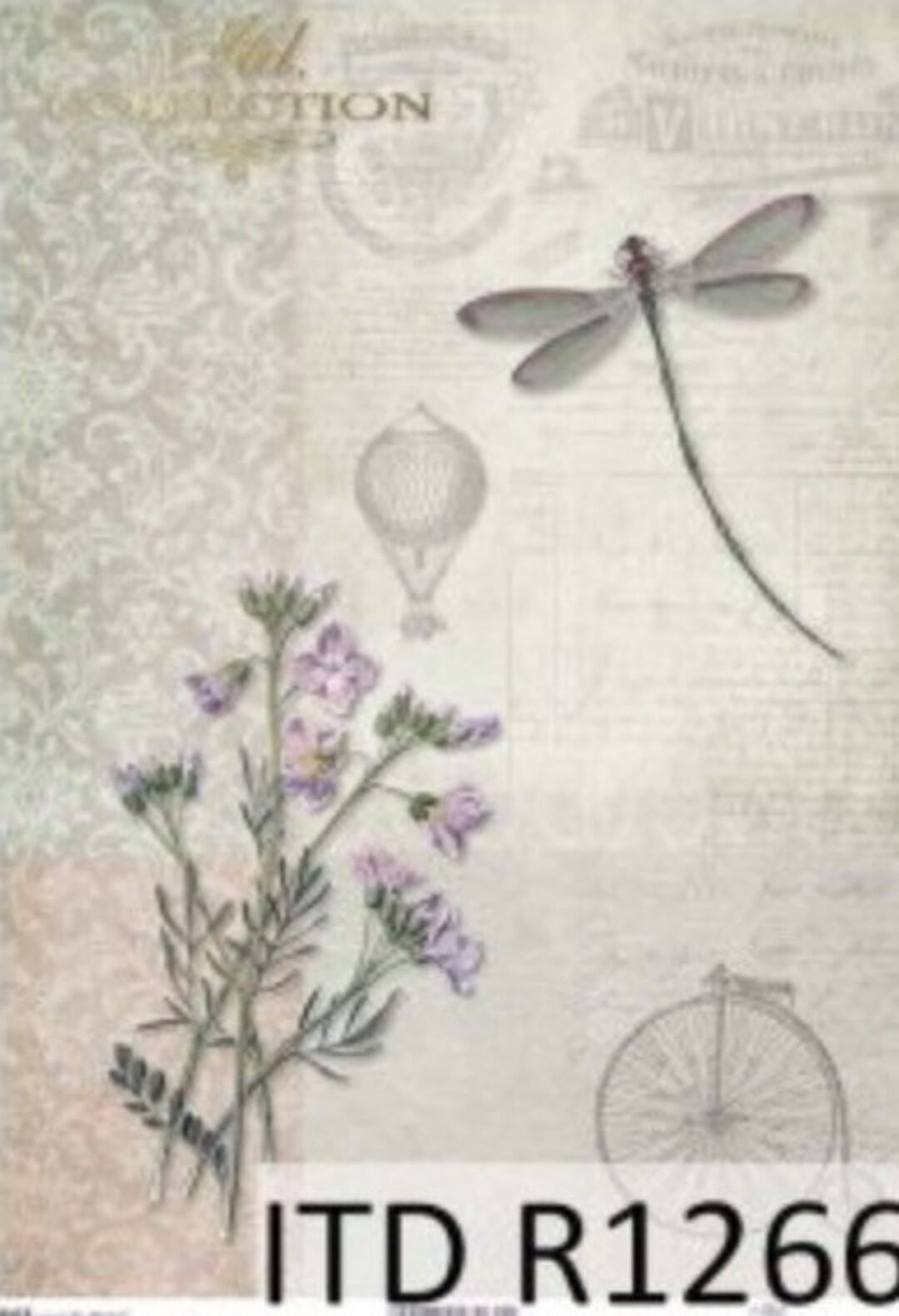 Rice Paper for Decoupage, Watercolor Dragonfly Image, Decorative ...