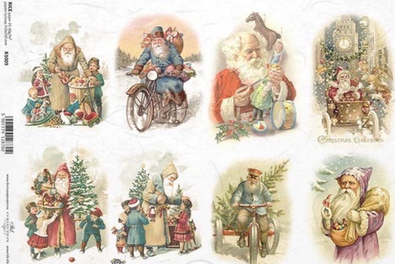 Rice Paper for Decoupage Santa Vintage Christmas | Etsy