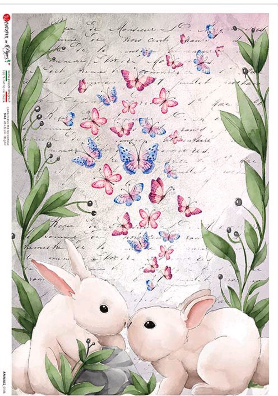 Rice Paper for Decoupage Bunny Rabbit Collage Decorative - Etsy