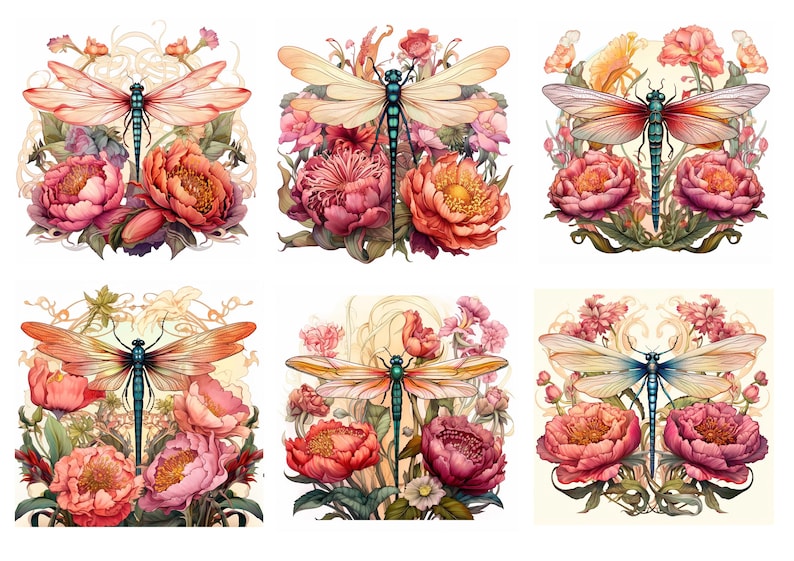 Art Nouveau Dragonfly Rice Paper for Decoupage, Card Making ...