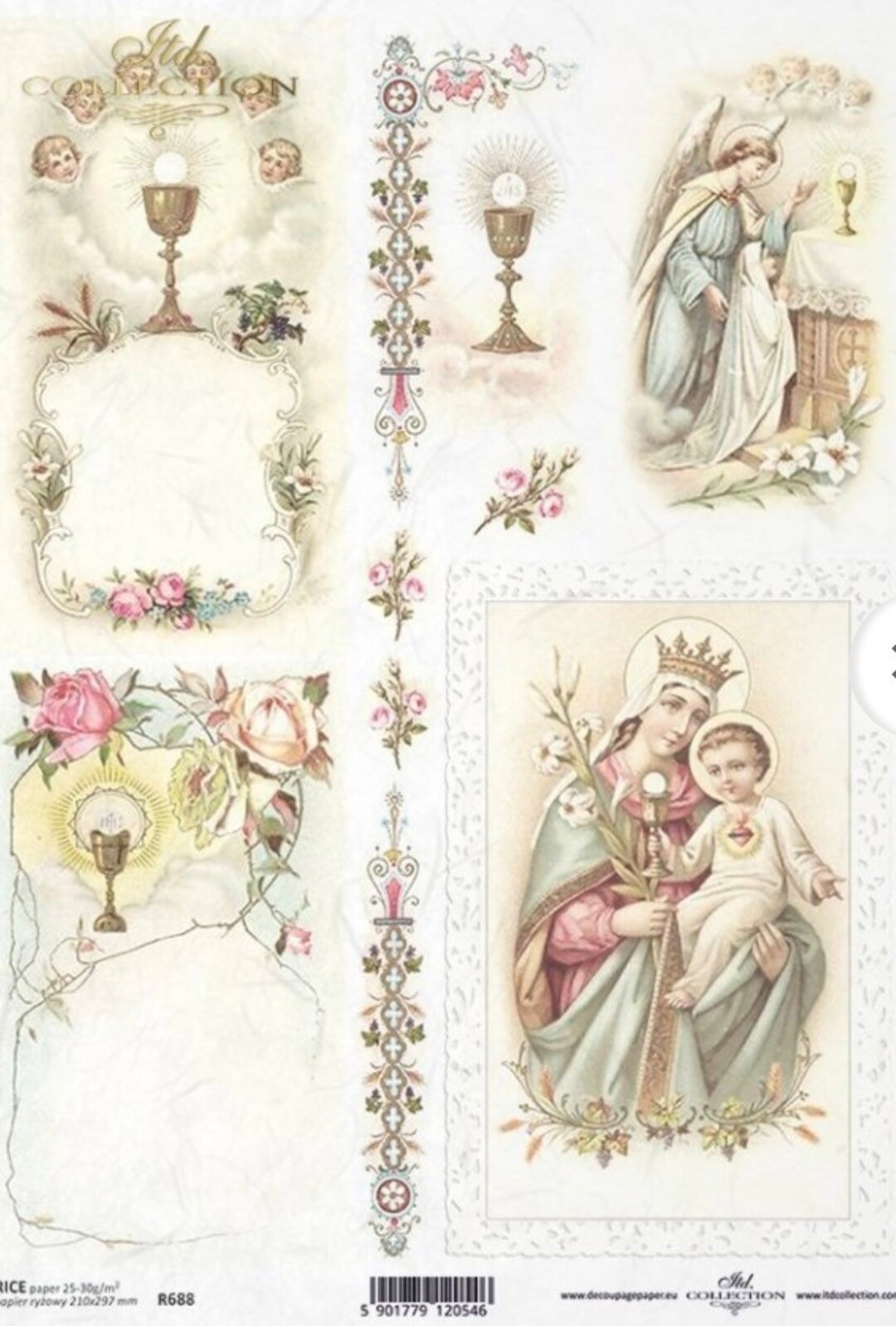 Christian Rice Paper for Decoupage: Religious Collage (A4) - Etsy
