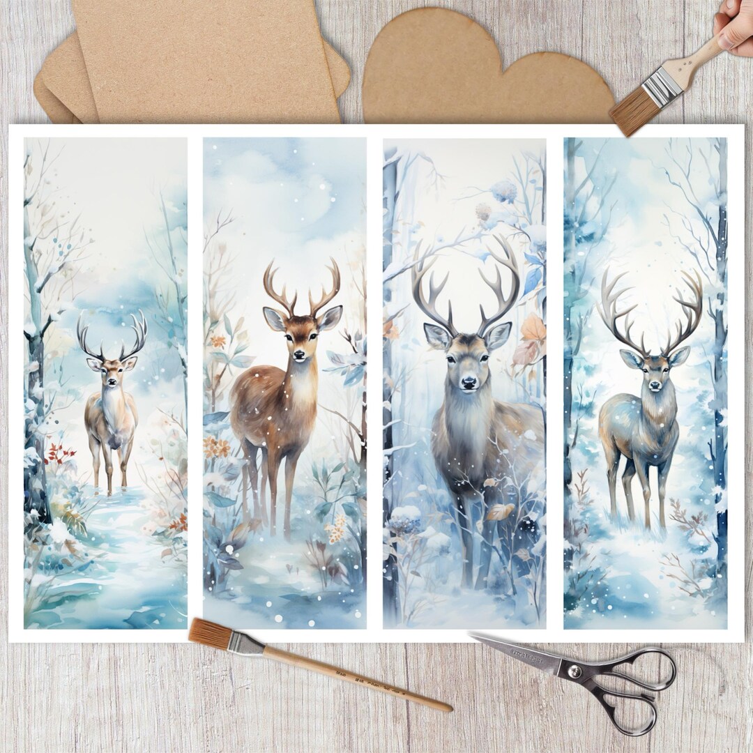 Winter Stag Rice Paper for Decoupage, Snow Scene Collage, Scrapbooking ...