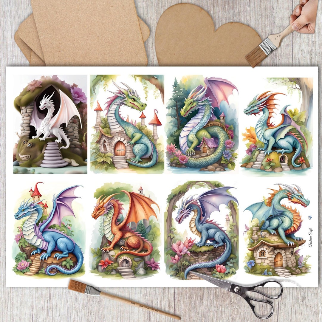 Dragon Rice Paper for Decoupage: Fairytale Fantasy Art, Scrapbooking - Etsy