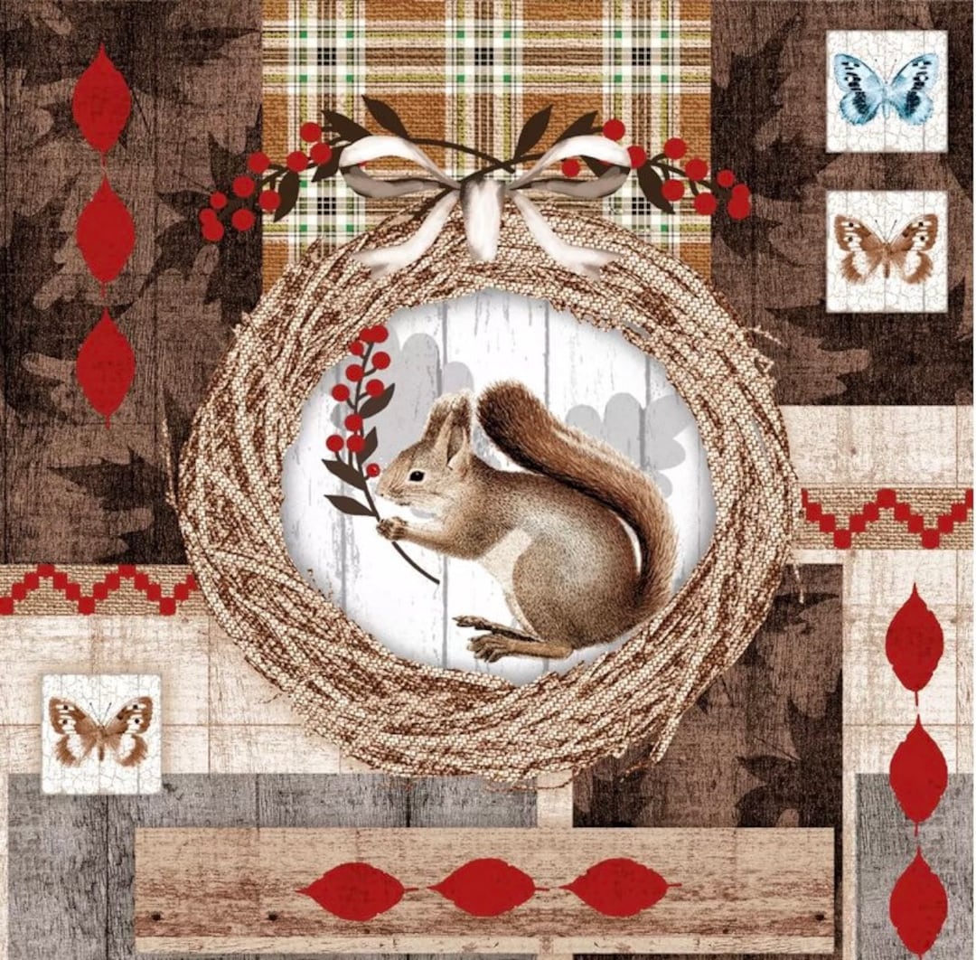 4 Decoupage Paper Napkins, Squirrel, Seriette Tissue, Card Making ...