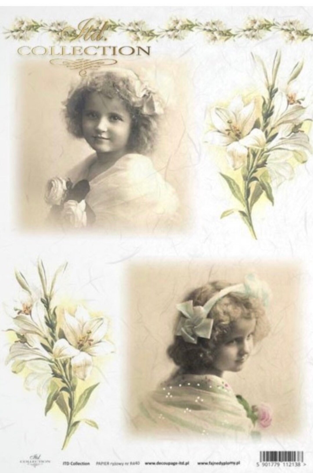 Rice Paper for Decoupage, Vintage Children of Children With Flowers ...