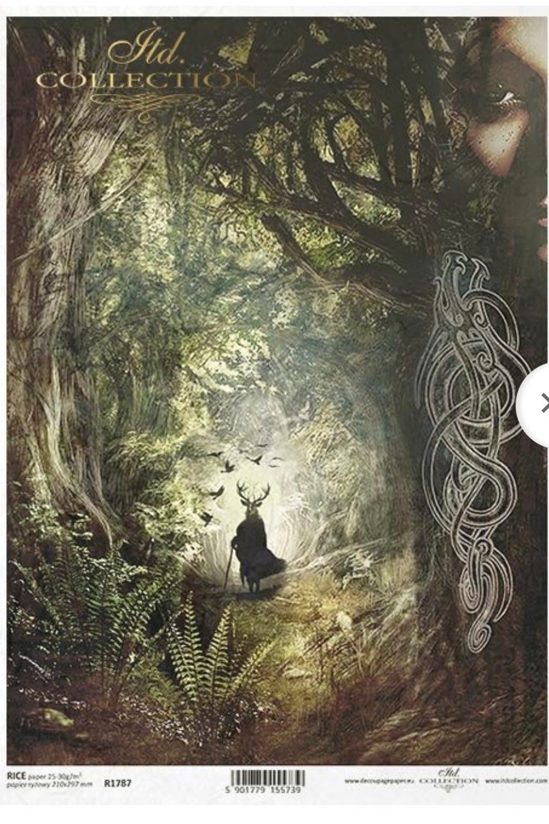 Rice Paper for Decoupage, Gothic Stag,mulberry Tissue, Scrapbooking ...