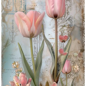 Rice Paper for Decoupage / Pink Tulips / Scrapbooking / Card Making ...