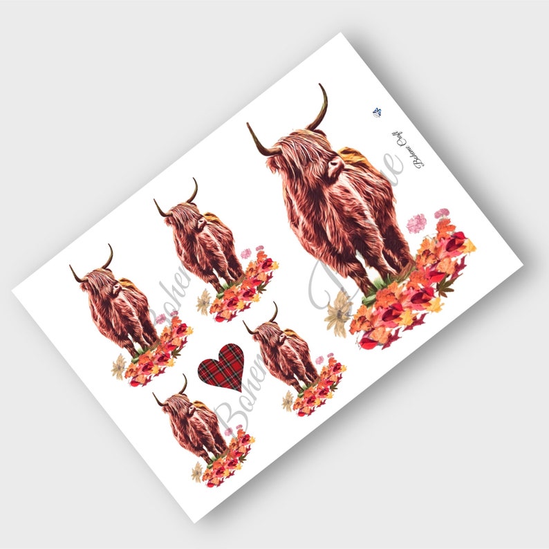 Printable Digital Highland Cow Collage Download for Decoupage - Etsy