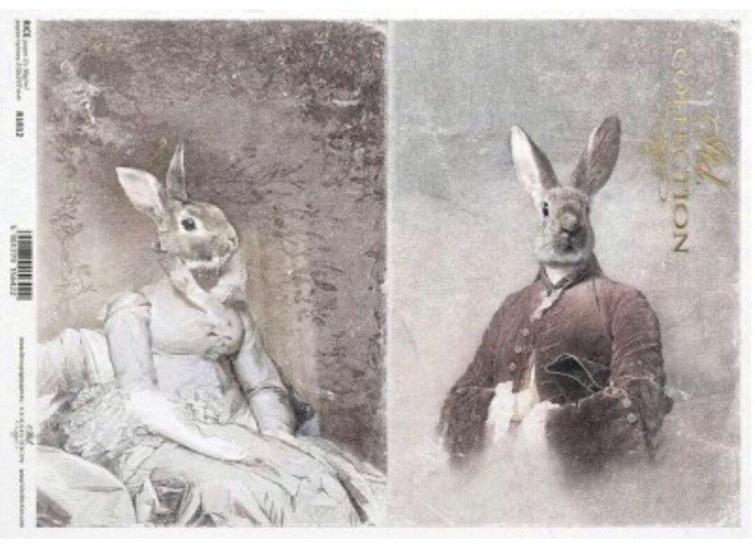Rice Paper for Decoupage, Rabbits , Anthropomorphic, Mulberry Tissue ...