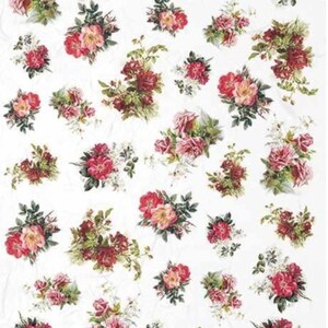 Decorative Rice Paper for Decoupage / Mulberry/Pink Roses / | Etsy