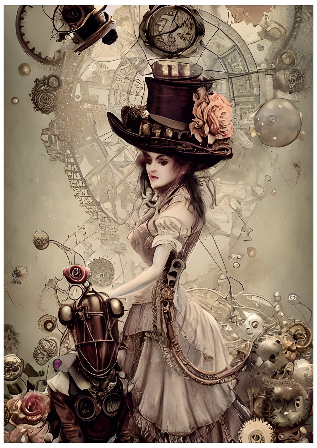Steampunk Woman Rice Paper for Decoupage: Gothic DIY Crafts - Etsy