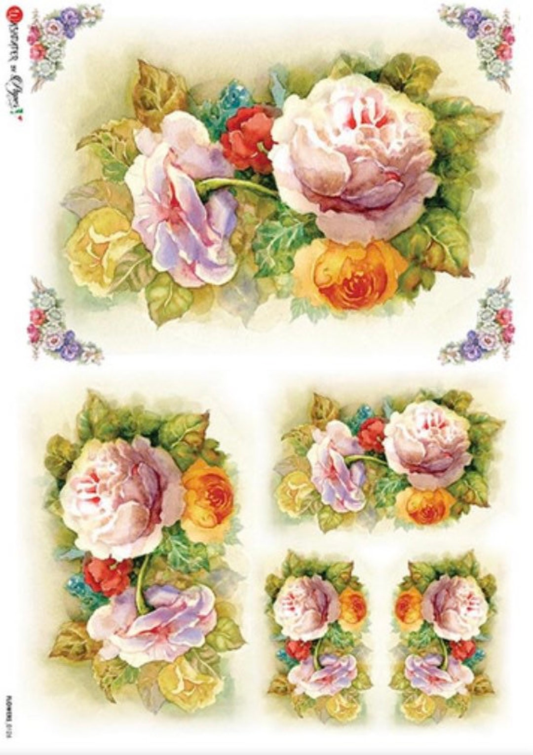 Rice Paper for Decoupage / Vintage Roses / Decorative Mulberry ...