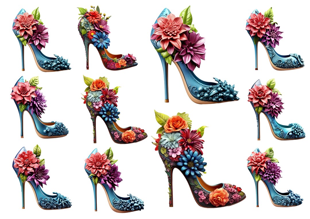 Floral Stiletto High Heel Shoe Rice Paper for Decoupage - Etsy