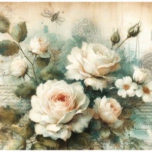 Vintage White Rose Rice Paper: Decoupage, Scrapbooking, Card Making - Etsy