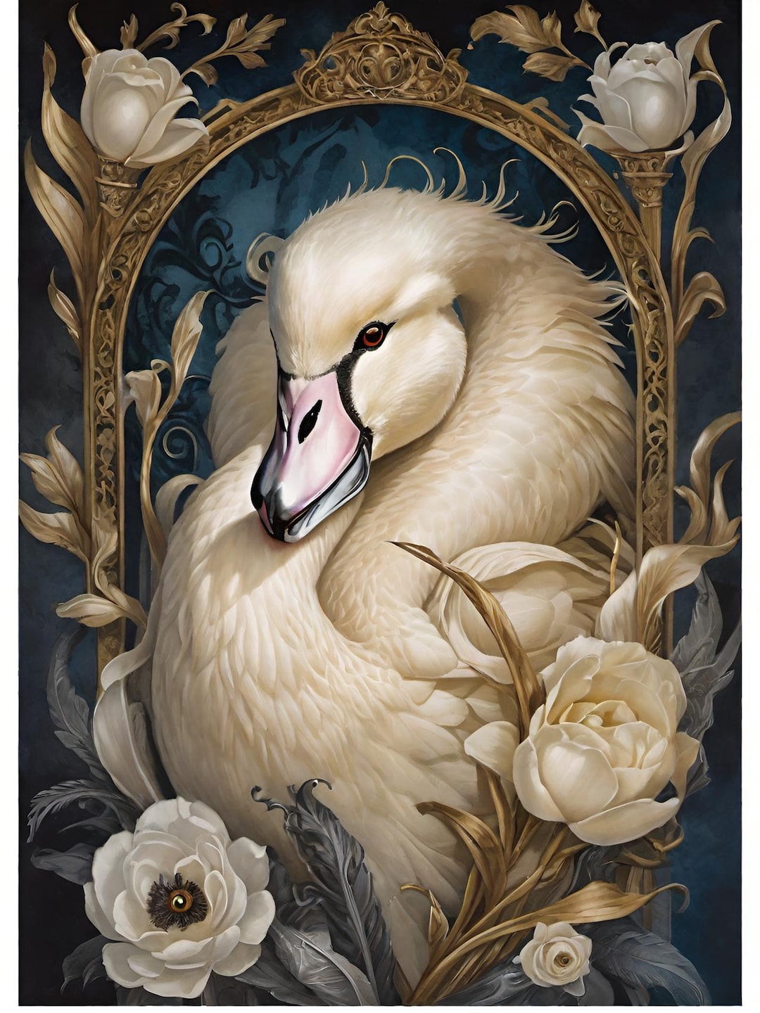 Decorative Rice Paper for Decoupage, Gothic Swan, Art Print ...