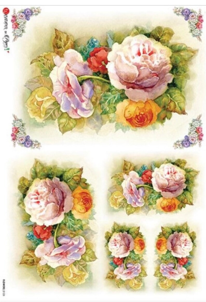 Rice Paper for Decoupage / Vintage Roses / Decorative Mulberry - Etsy