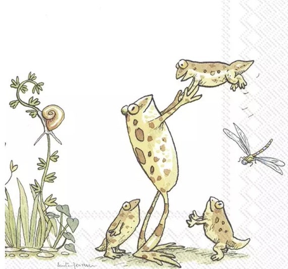 4 Decoupage Paper Tissue Napkins / Frogs / Serviette / | Etsy