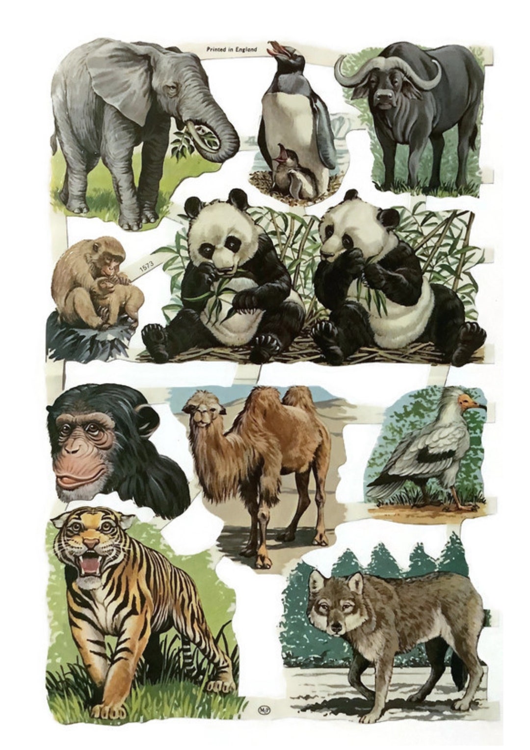 Vintage MLP Die Cut Embossed Paper Scraps, Wild Animals, , Decoupage ...