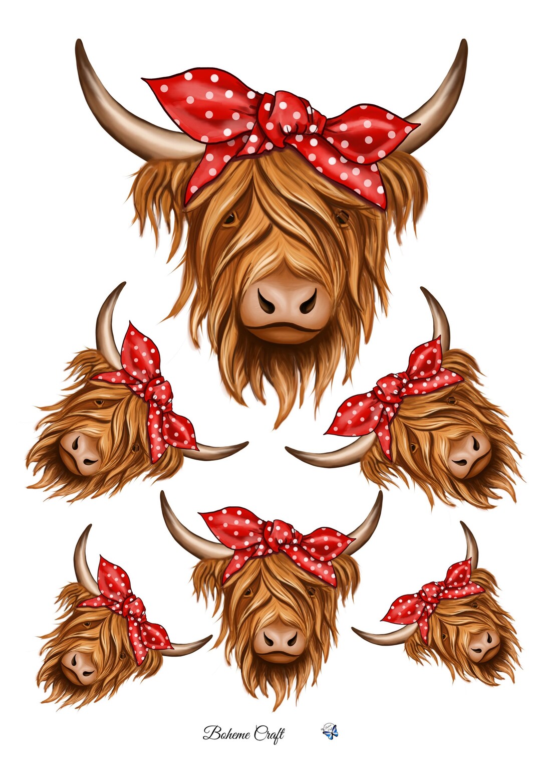 Highland Cow Rice Paper: Retro Scarf Collage, DIY Crafts - Etsy