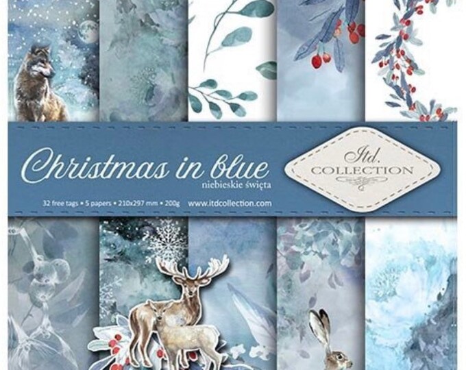 A4 Scrapbooking Paper Collection, Christmas in Blue, Winter Animals ...