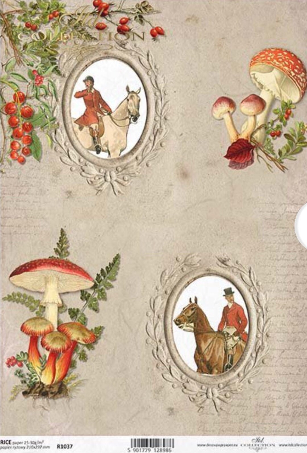 Decorative Rice Paper Sheet for Decoupage / Mulberry/ Hunt /fungi ...